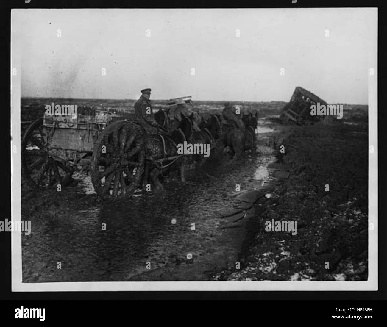 This historical image portrays a scene of military logistics from the ...