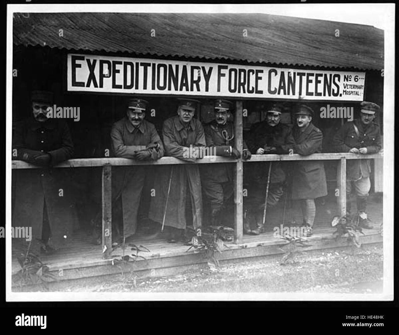 This historic image depicts an expeditionary force canteen, showcasing ...