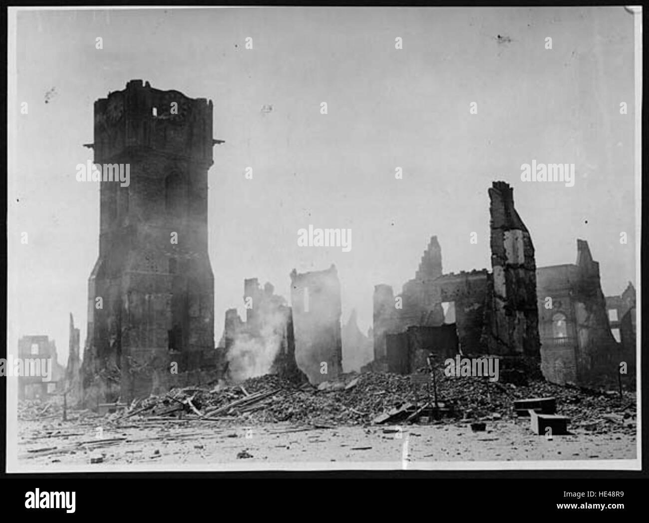 A historical image of the Grand Place in Bethune, France, featuring the ...