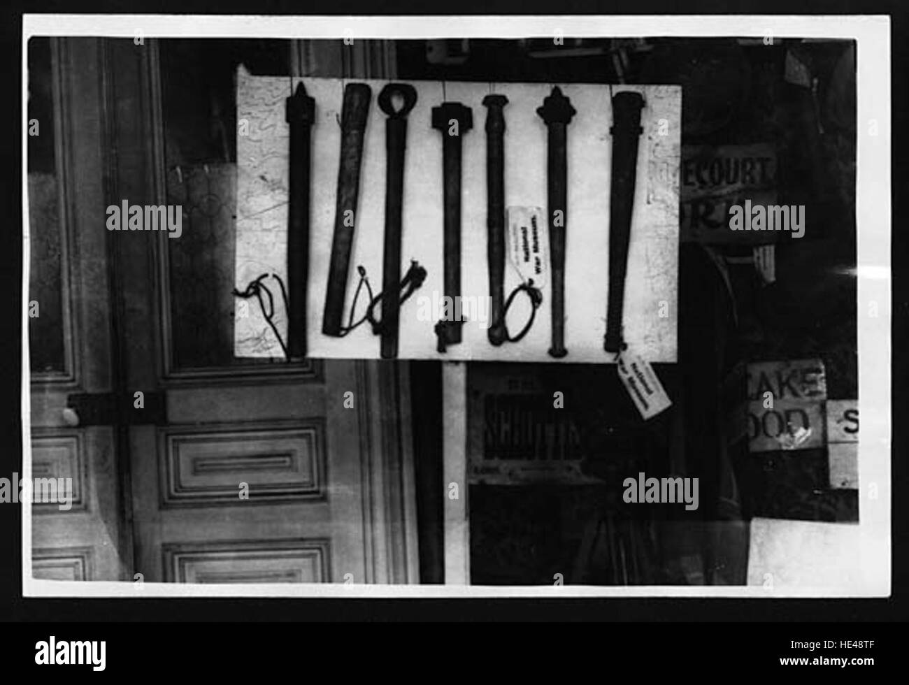 This collection displays seven trench clubs used by British soldiers ...