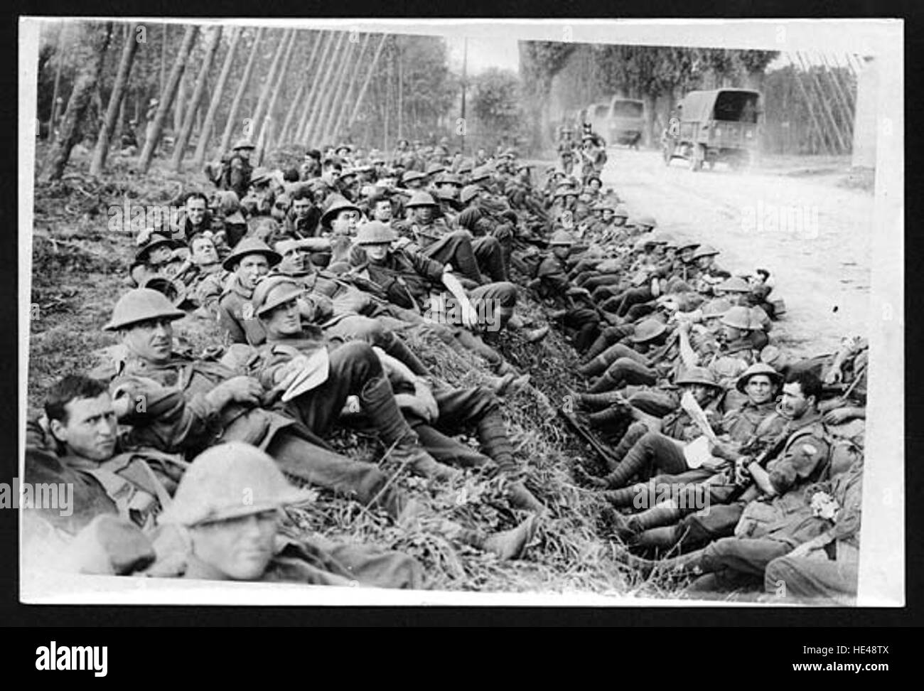 This historic photograph captures Australian soldiers resting during ...