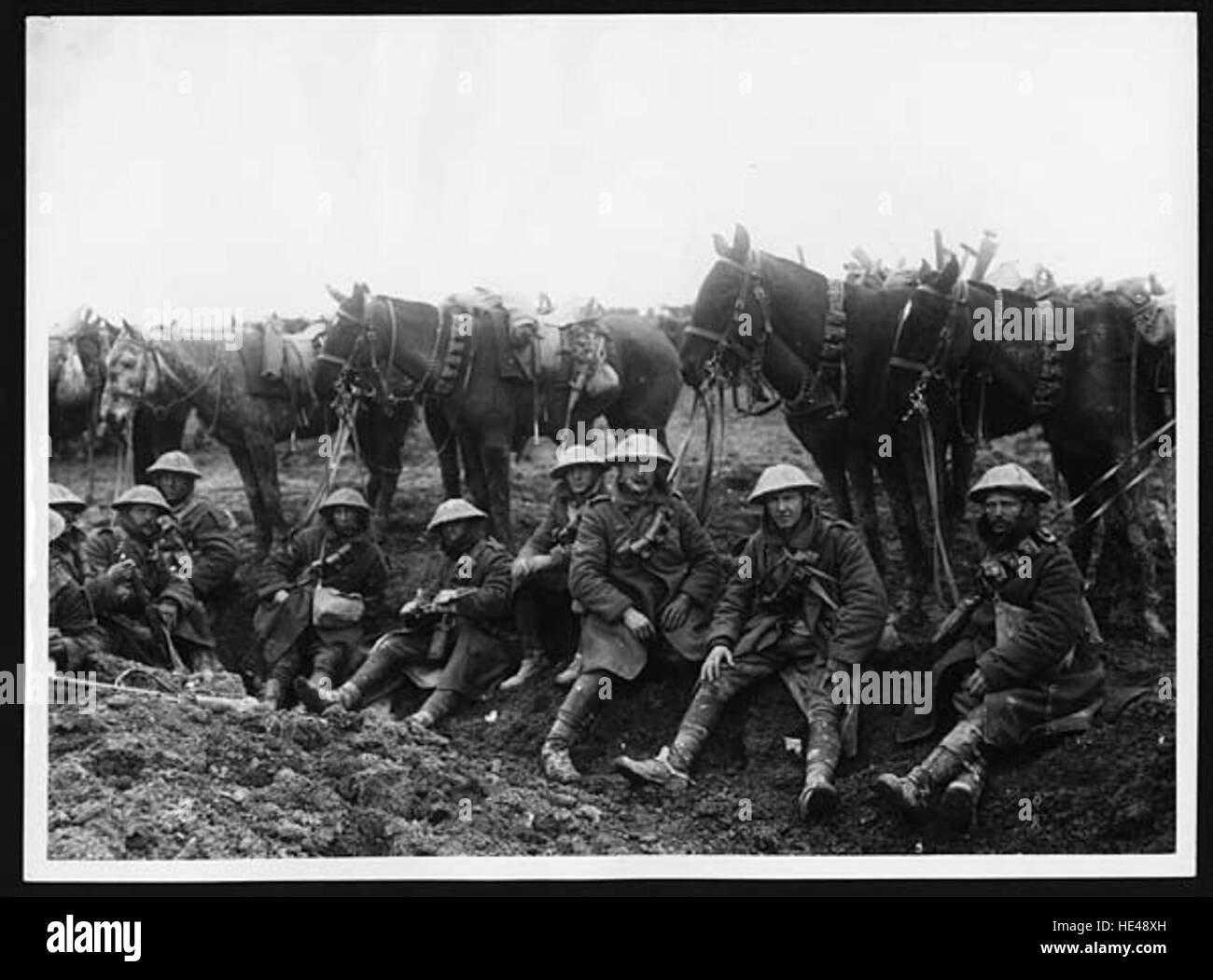 This historical image depicts cavalry troops waiting for the order to ...