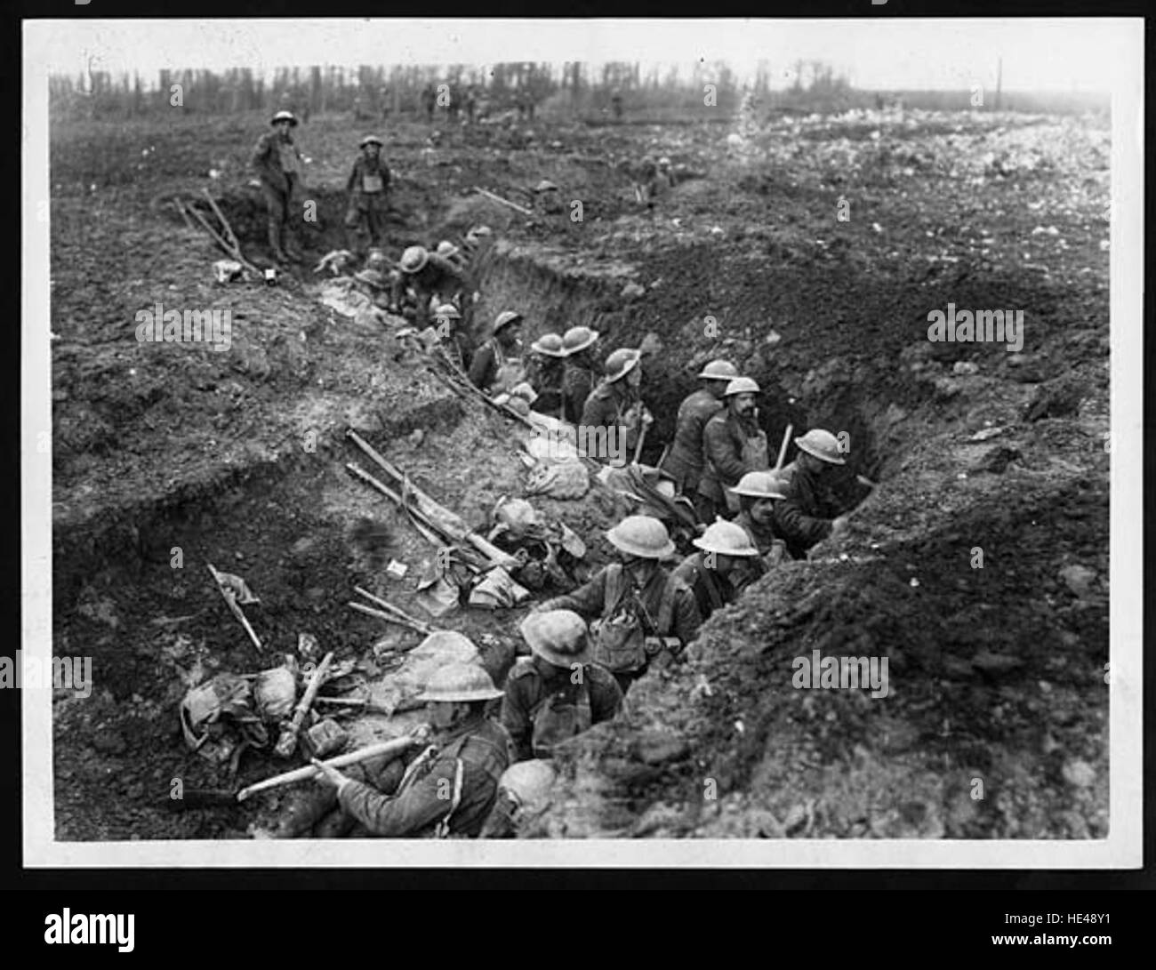 A historic photograph depicting a British working party in a German ...