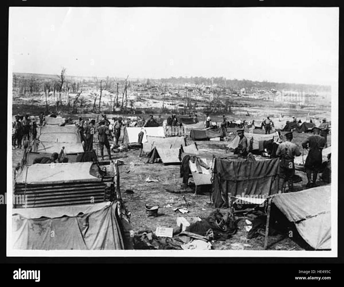 This image captures a historic view of Fricourt and Fricourt Wood ...