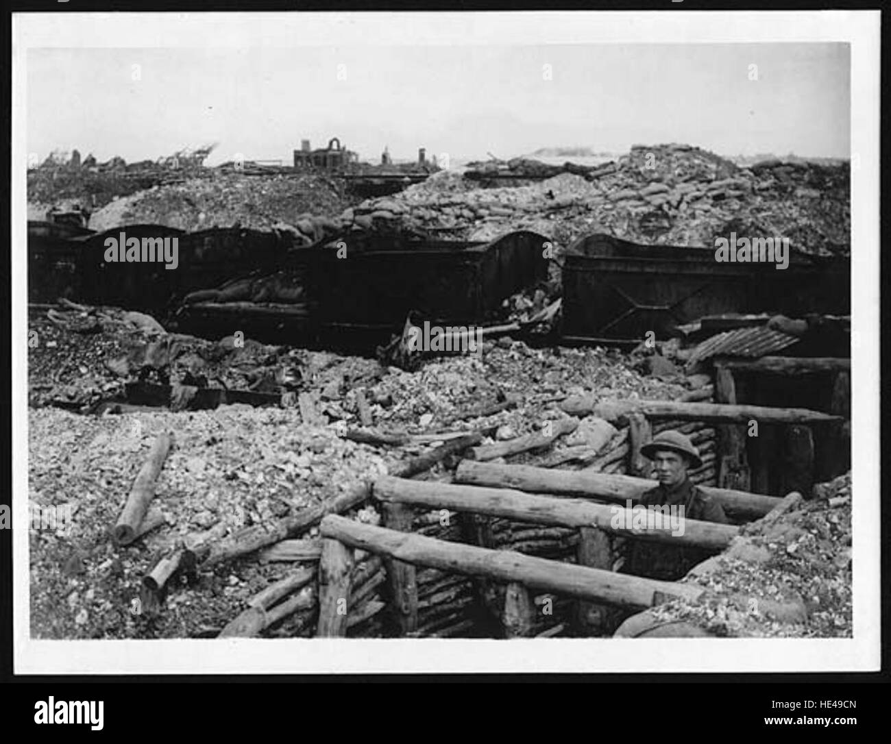 This image captures railway trucks used in the construction of a ...
