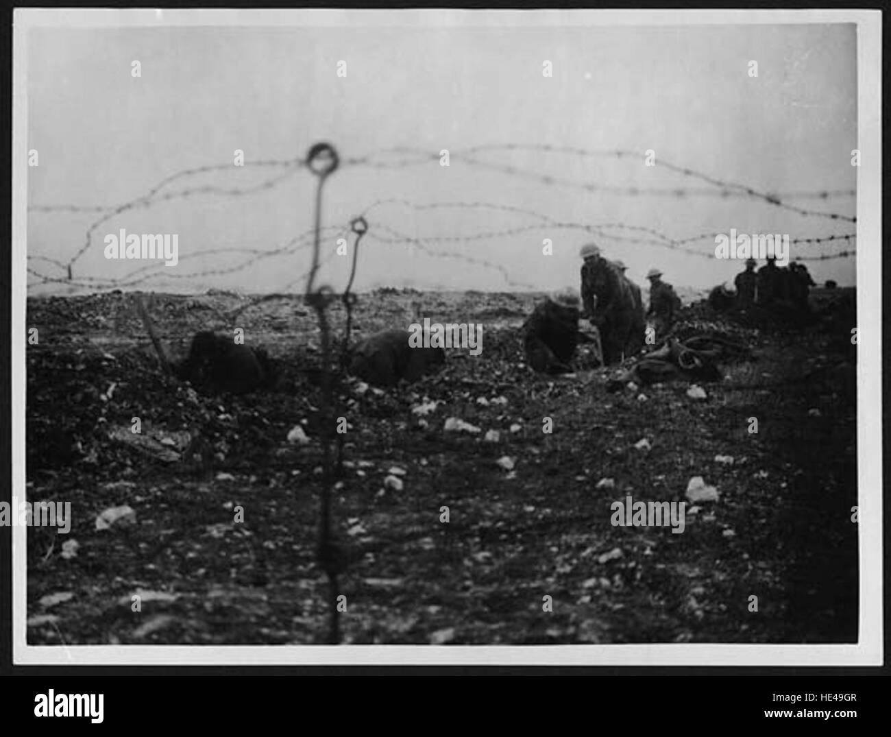 An image depicting the act of digging a trench, showcasing a historic ...