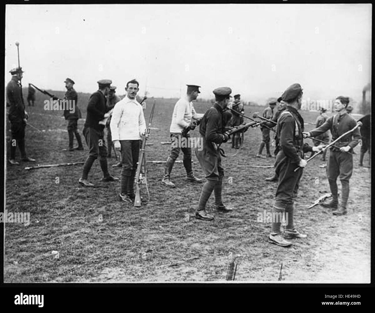 This historical image depicts a scene at an officer's training school ...