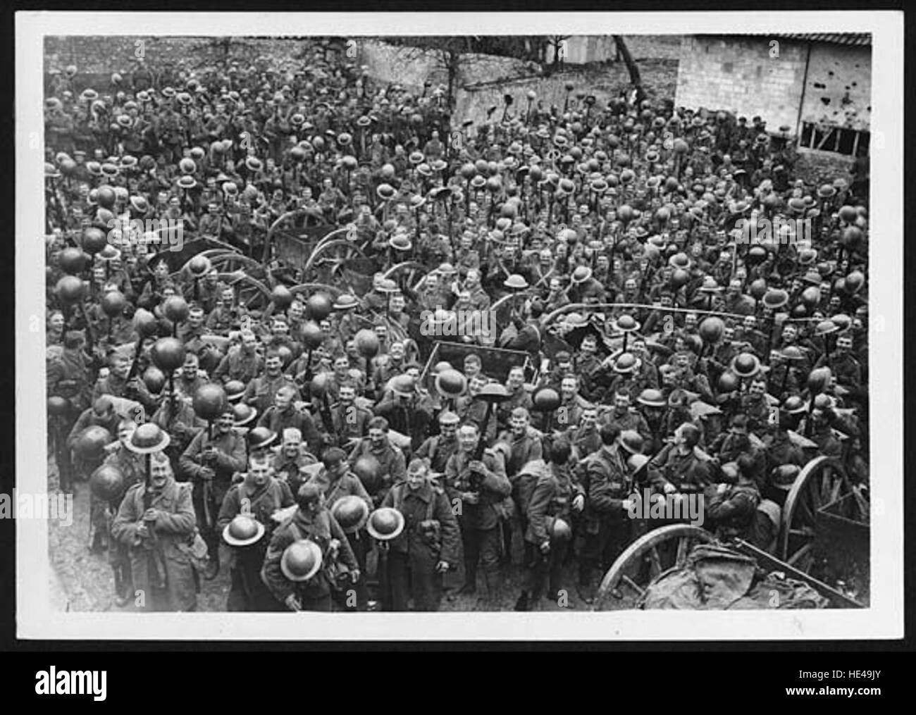 This historic image of cheering soldiers captures a moment of victory ...