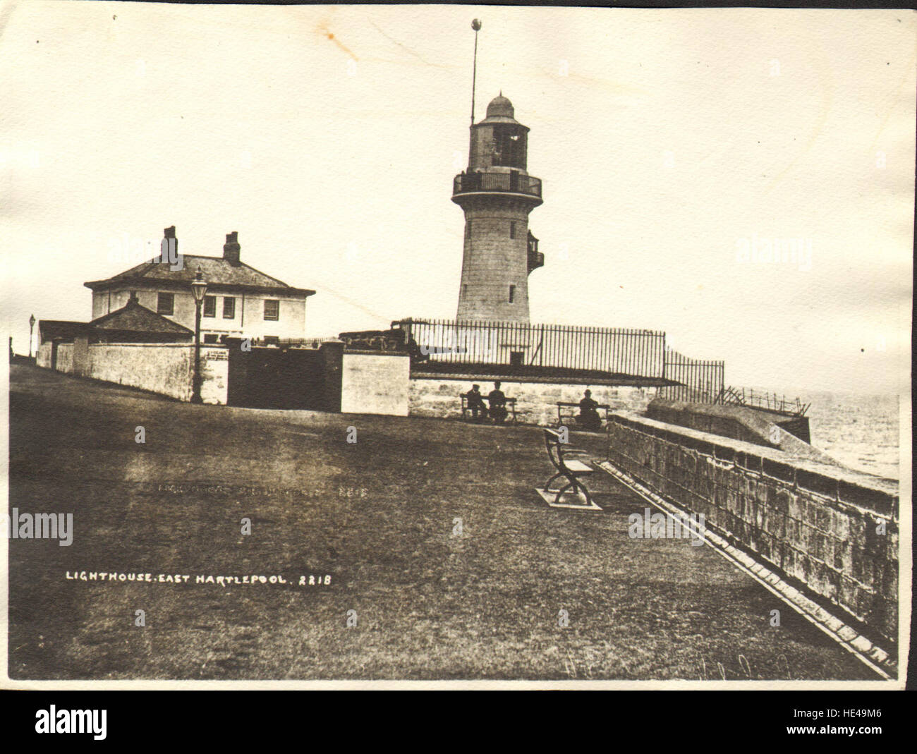 A vintage image of Heugh Lighthouse in Hartlepool, reflecting its ...