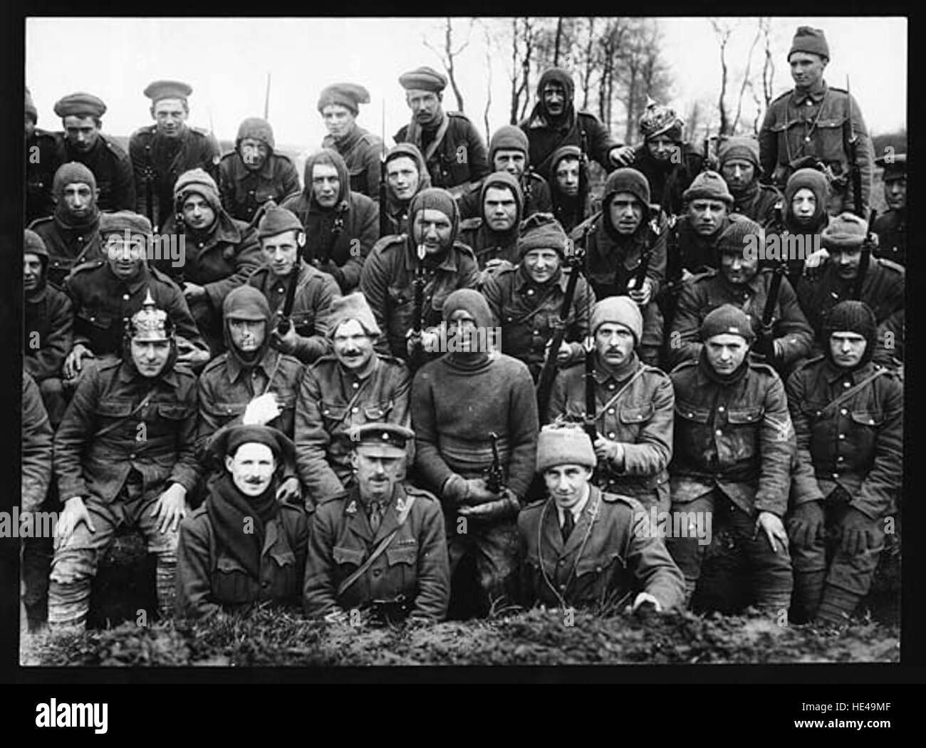 This historical image depicts a group involved in the raid of German ...