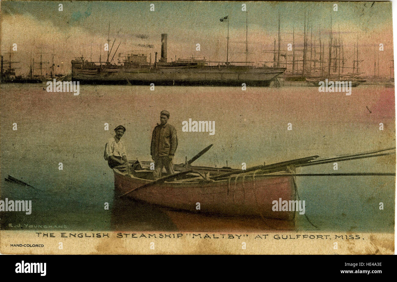 The English steamship Maltby is depicted in Gulfport, Mississippi, in ...