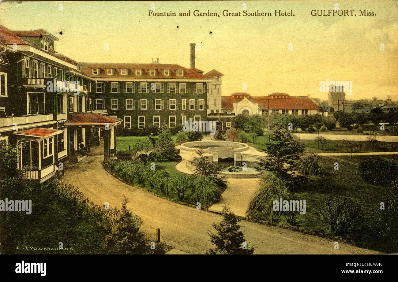 This vintage postcard shows the fountain and gardens at the Great ...