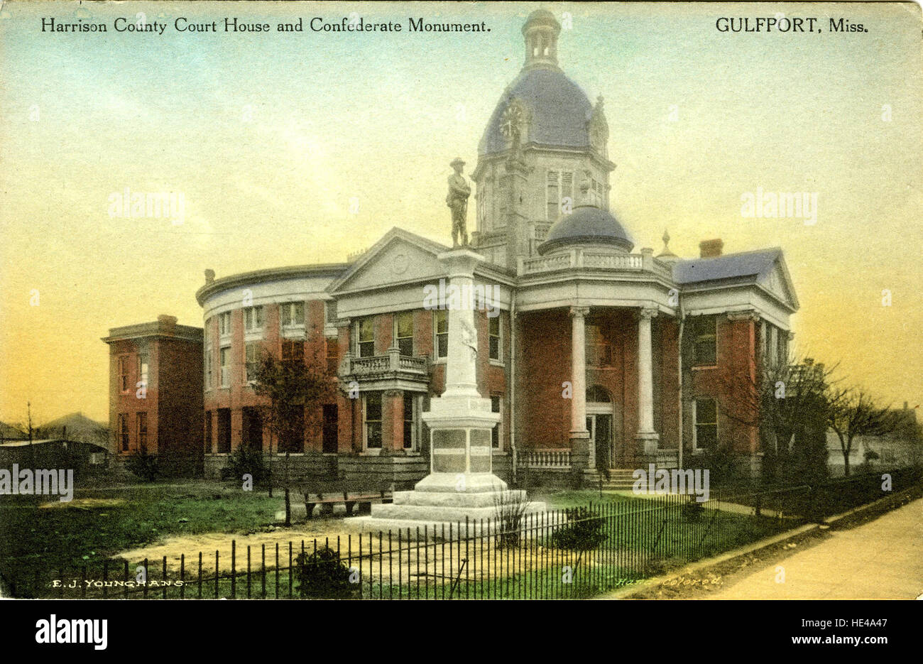 Harrison County courthouse and Confederate monument Gulfport, Miss ...
