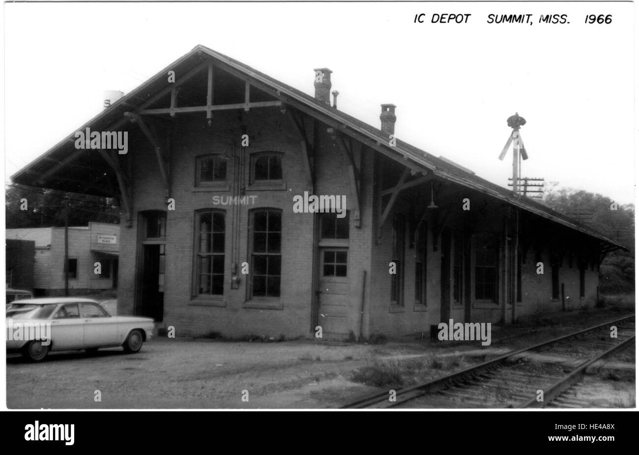 The image from 1966 shows the historic IC Depot in Summit, Mississippi ...