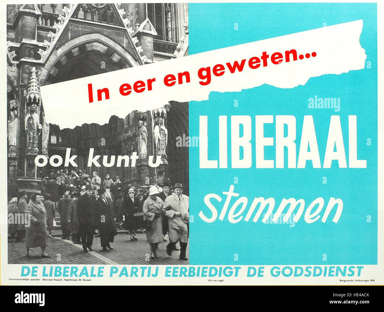 This 1961 campaign poster for the Belgian Liberal Party presents a ...