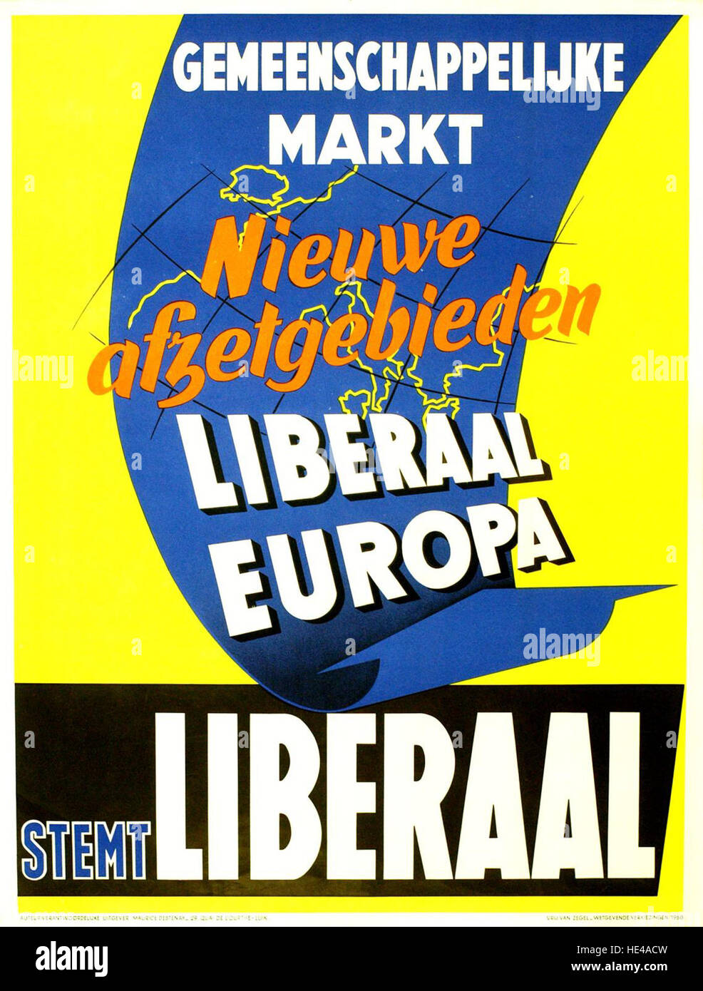 This 1958 campaign poster, designed for the Belgian Liberal Party ...