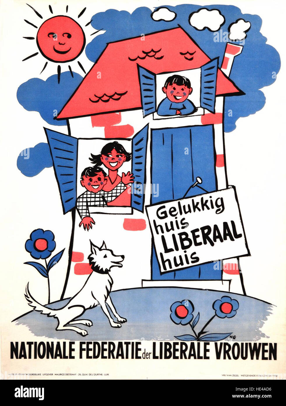This 1958 Belgian campaign poster represents the Liberal Party's push ...