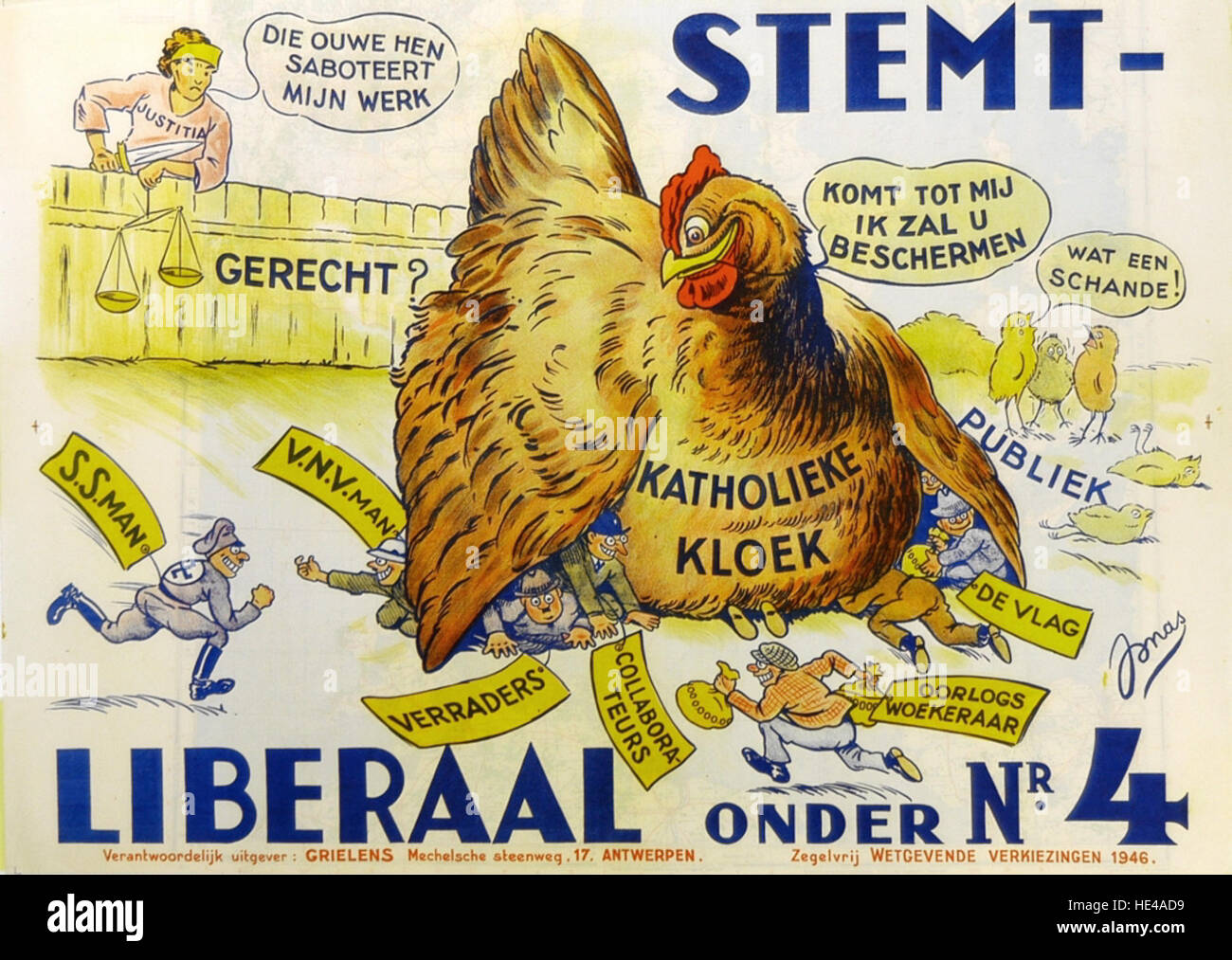 This 1946 Belgian campaign poster for the Liberal Party reflects the ...
