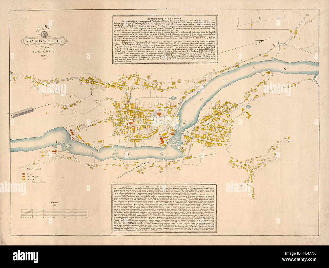 This map of Kongsberg, Norway, offers a historical view of the region ...