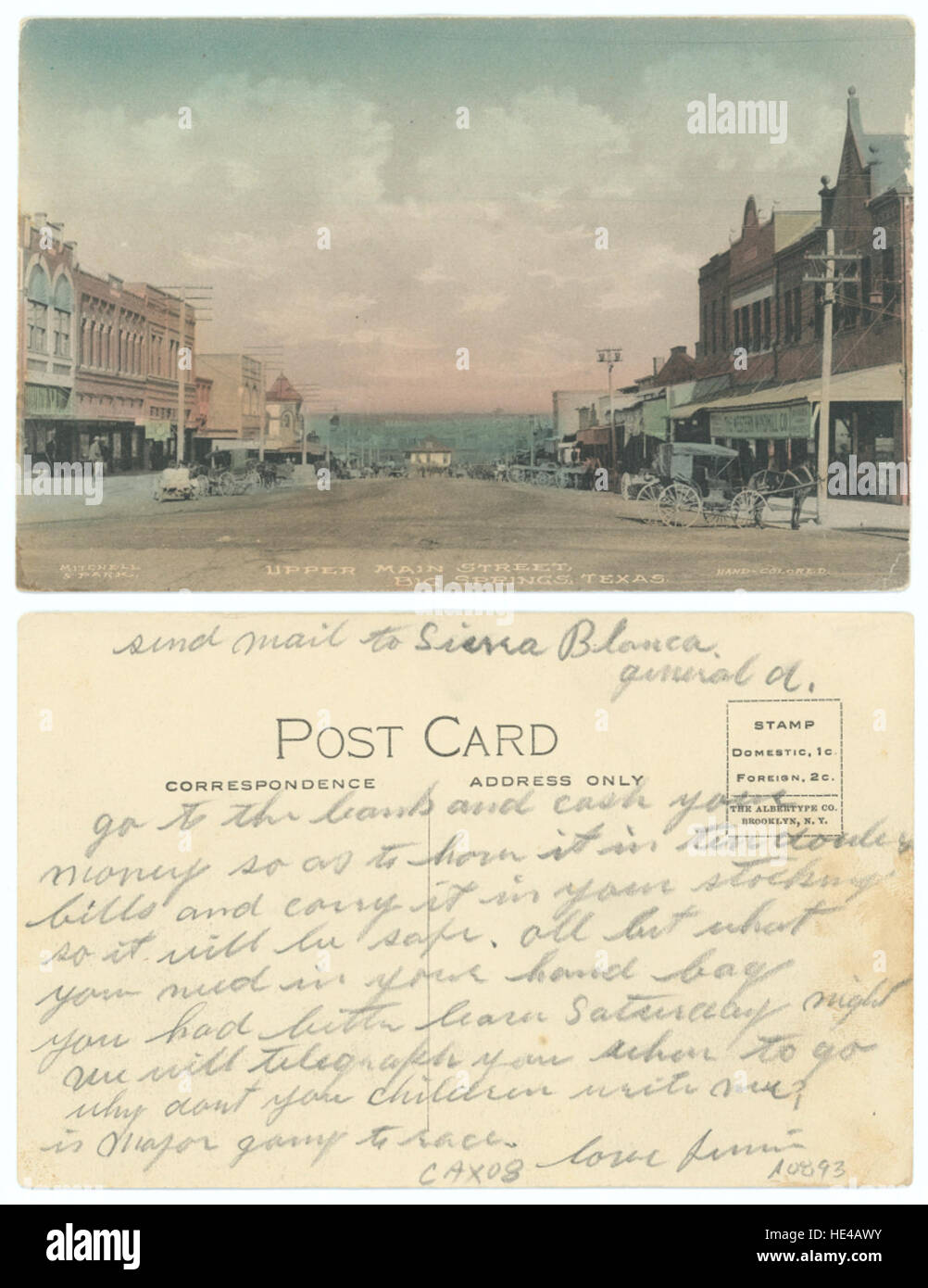 A historic view of Upper Main Street in Big Springs, Texas, depicting ...
