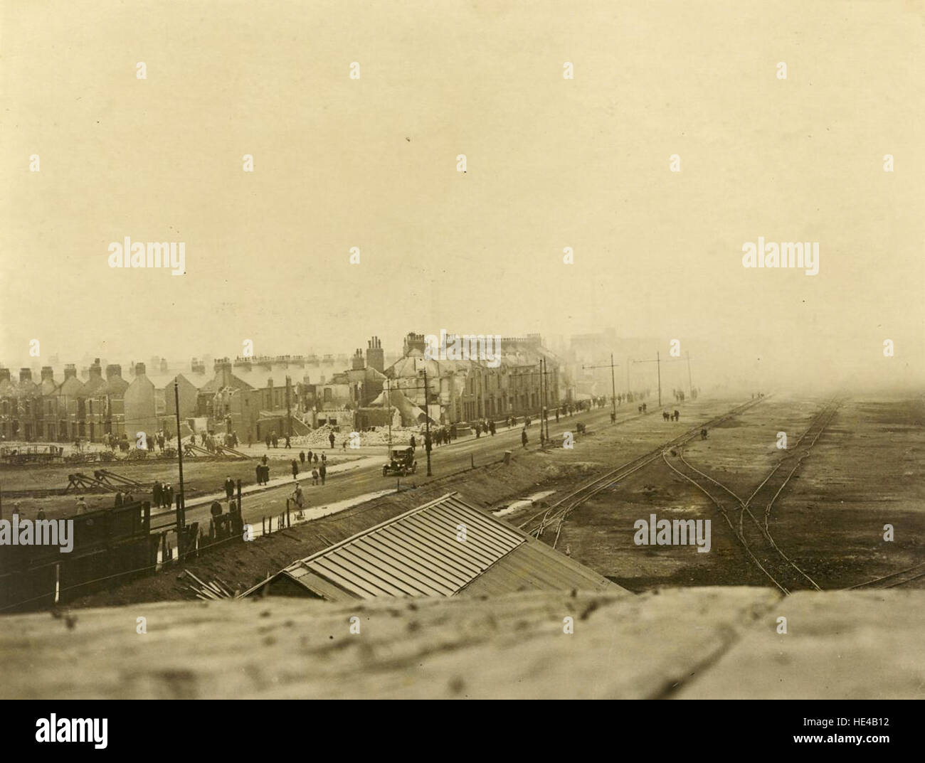 This image illustrates an area affected by significant devastation ...