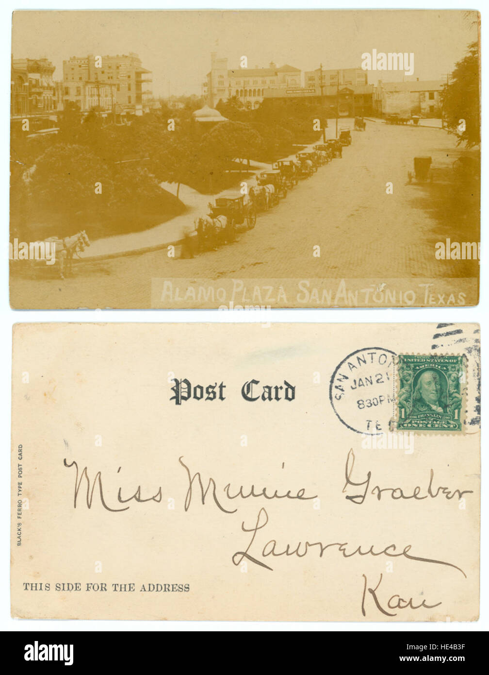 A historical image of Alamo Plaza in San Antonio, Texas, capturing the ...