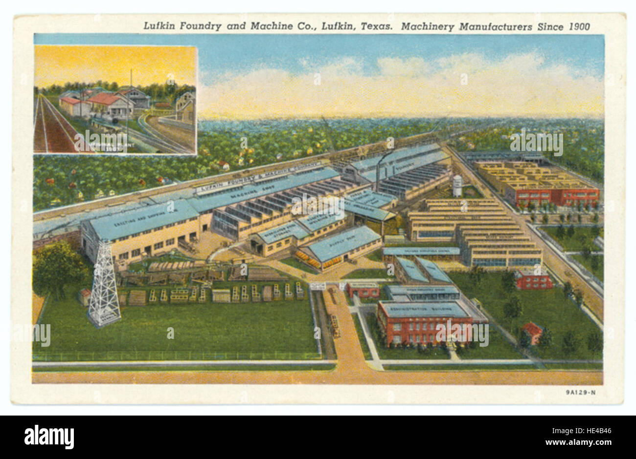 A historic photograph of Lufkin Foundry and Machine Co, a machinery ...