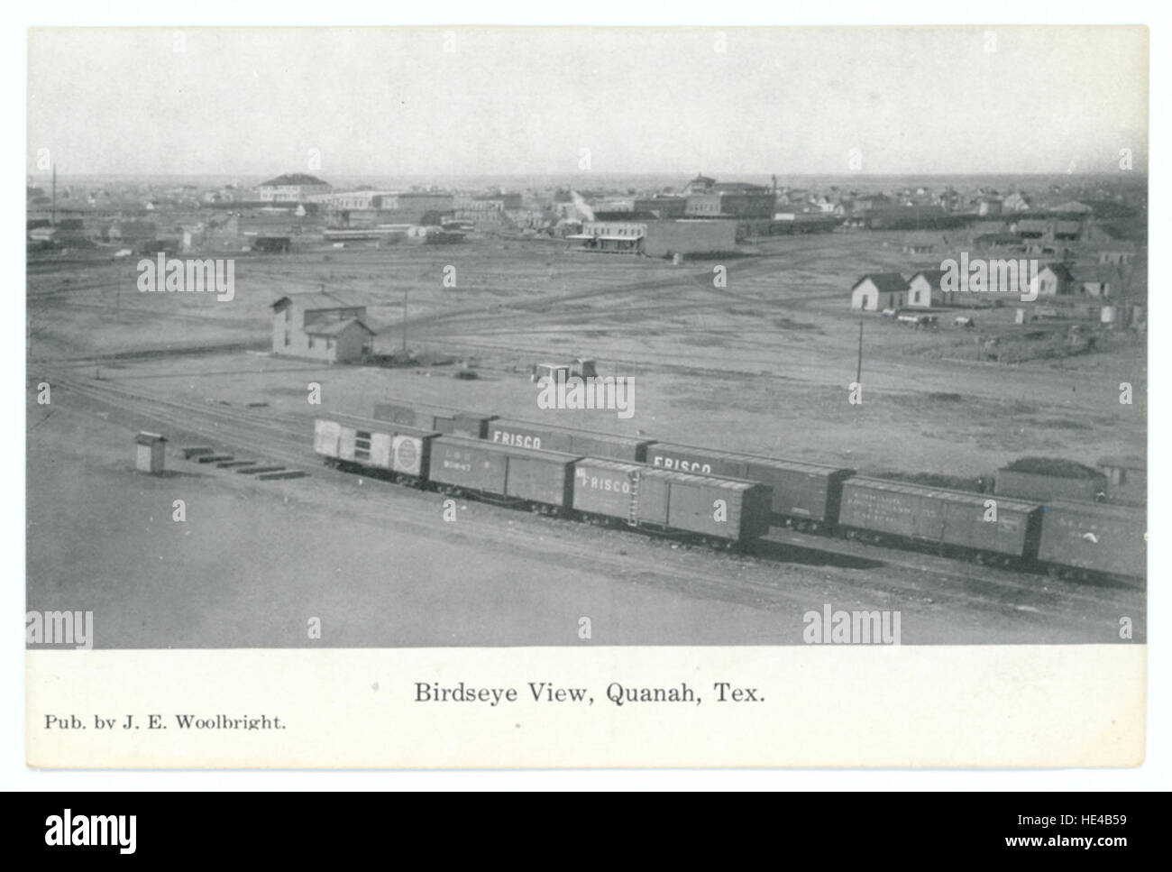 A historic photograph offering a bird's-eye view of Quanah, Texas ...