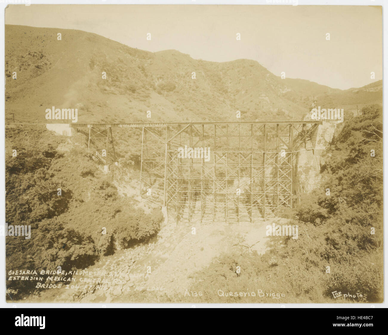 The Queseria Bridge, part of the Ferrocarril Mexicano, is a historic ...