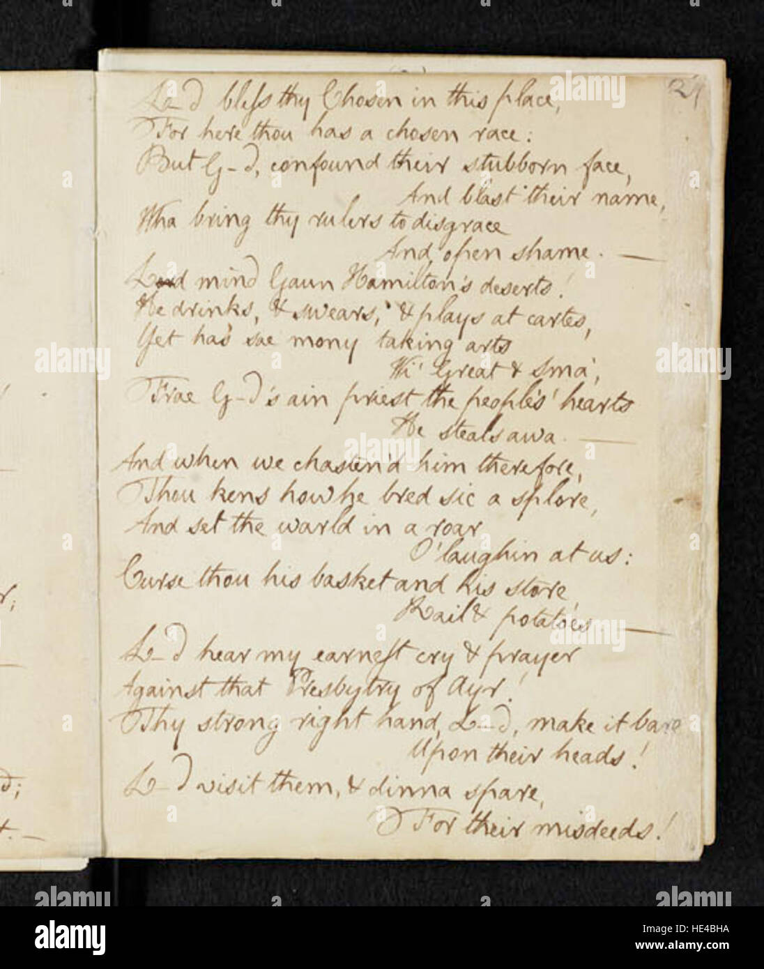 The fourth page of Robert Burns’ ‘Holy Willie’s Prayer’ manuscript ...