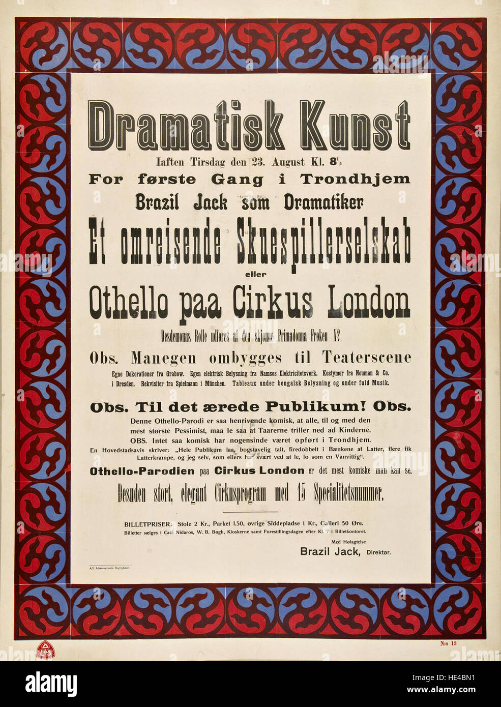 'Dramatisk Kunst' is a historical piece that captures the dramatic art ...