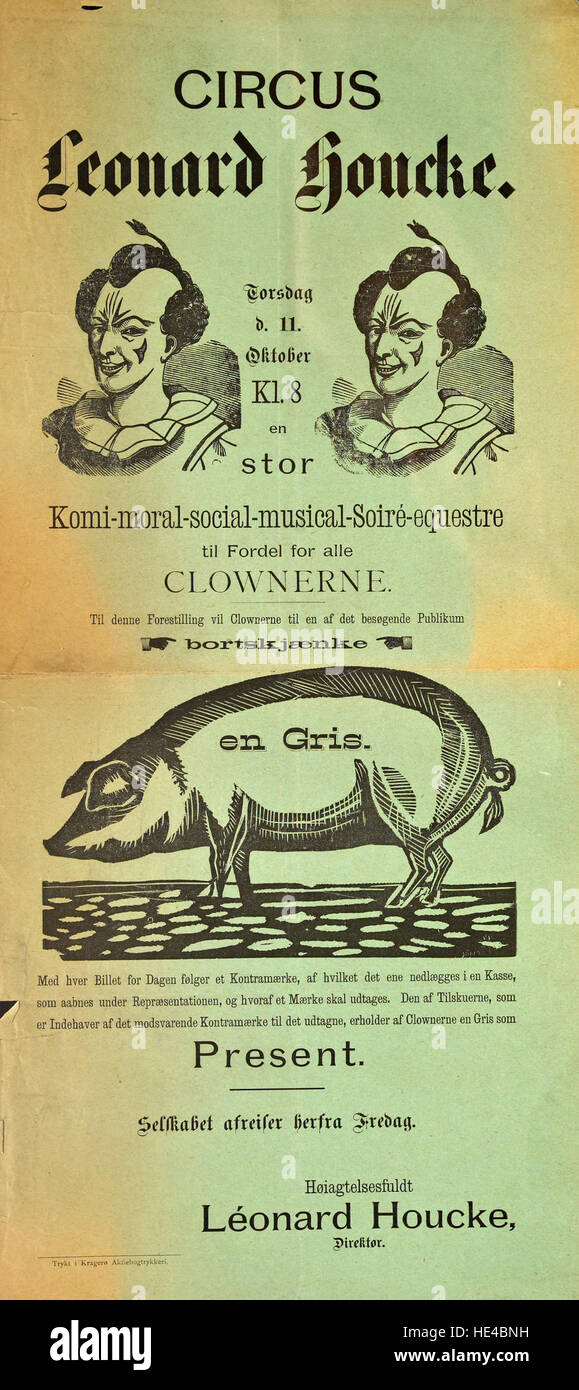 A historic circus poster from Circus Leonard Houcke, held in the ...