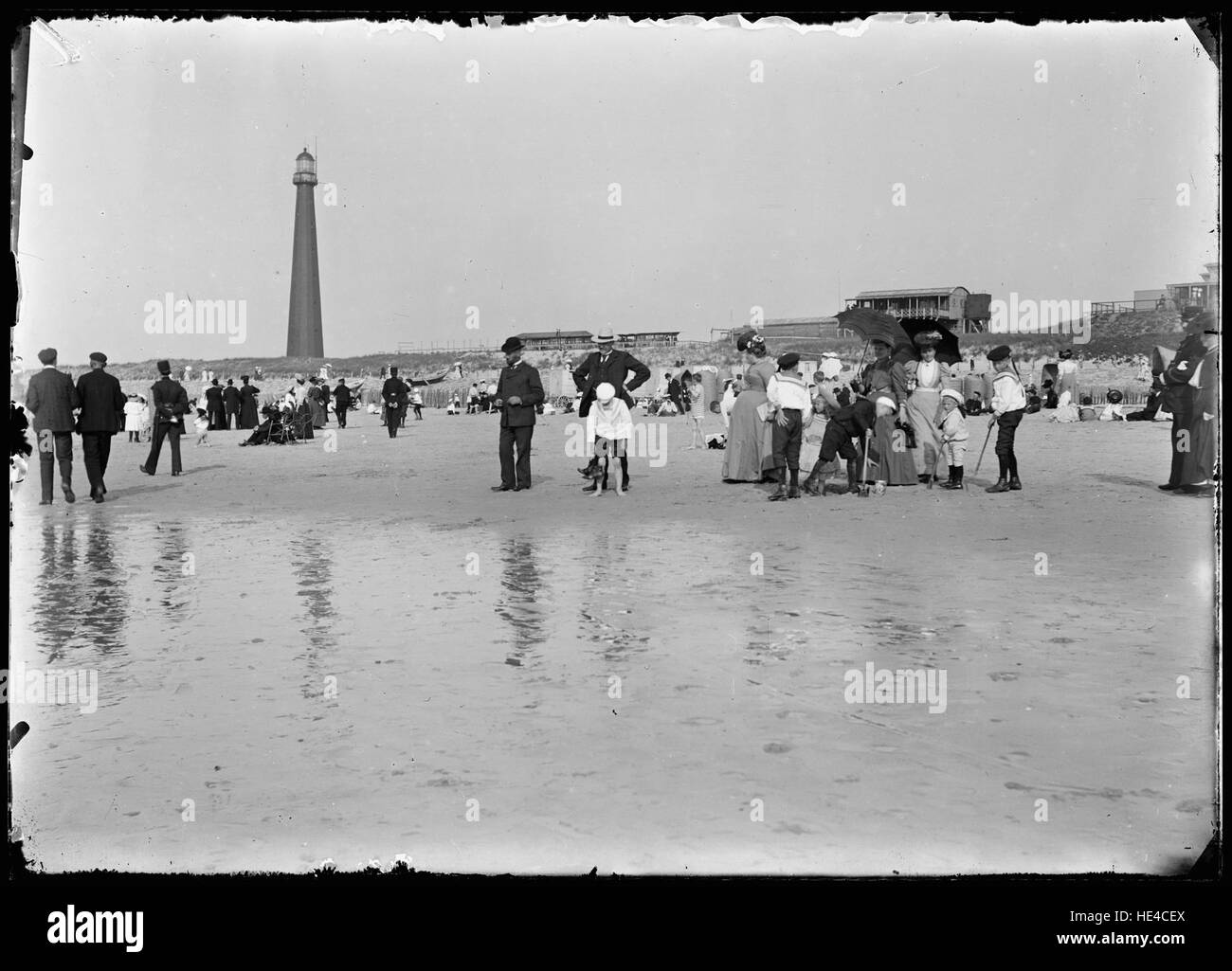 Lighthouse Lange Jaap, historical image, Beach, Den Helder, Huisduinen ...
