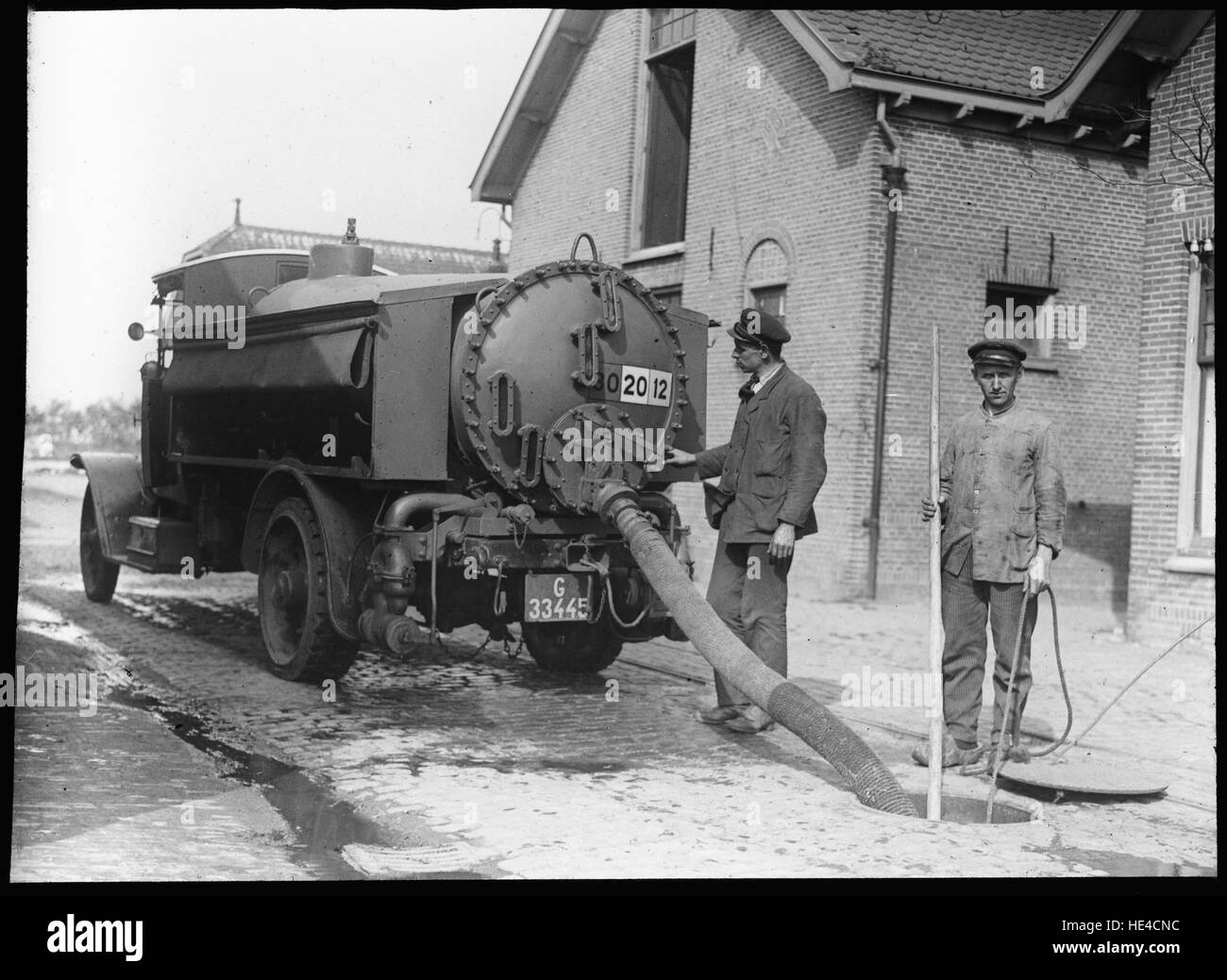 Tank truck in Den Helder, historical image of garbage disposal ...