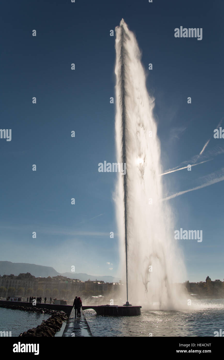 Water jet, Geneva, Switzerland Stock Photo - Alamy