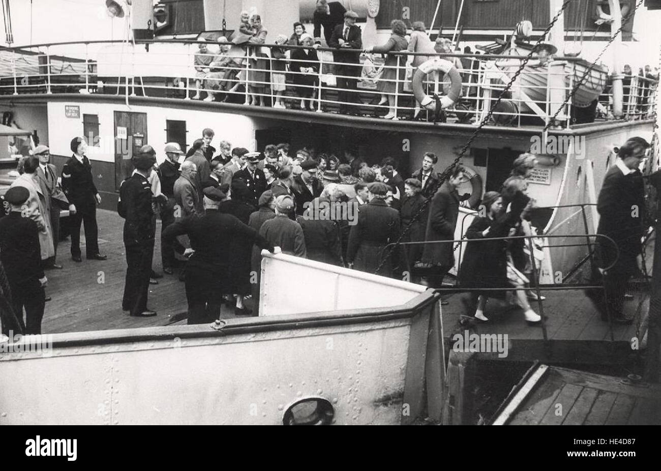 A historic image capturing passengers disembarking from the Humber ...