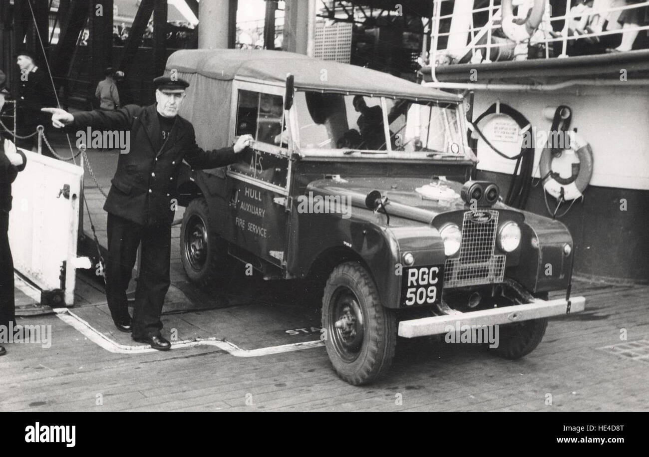 A vehicle driving off the Humber ferry 28 May 1961 Stock Photo - Alamy