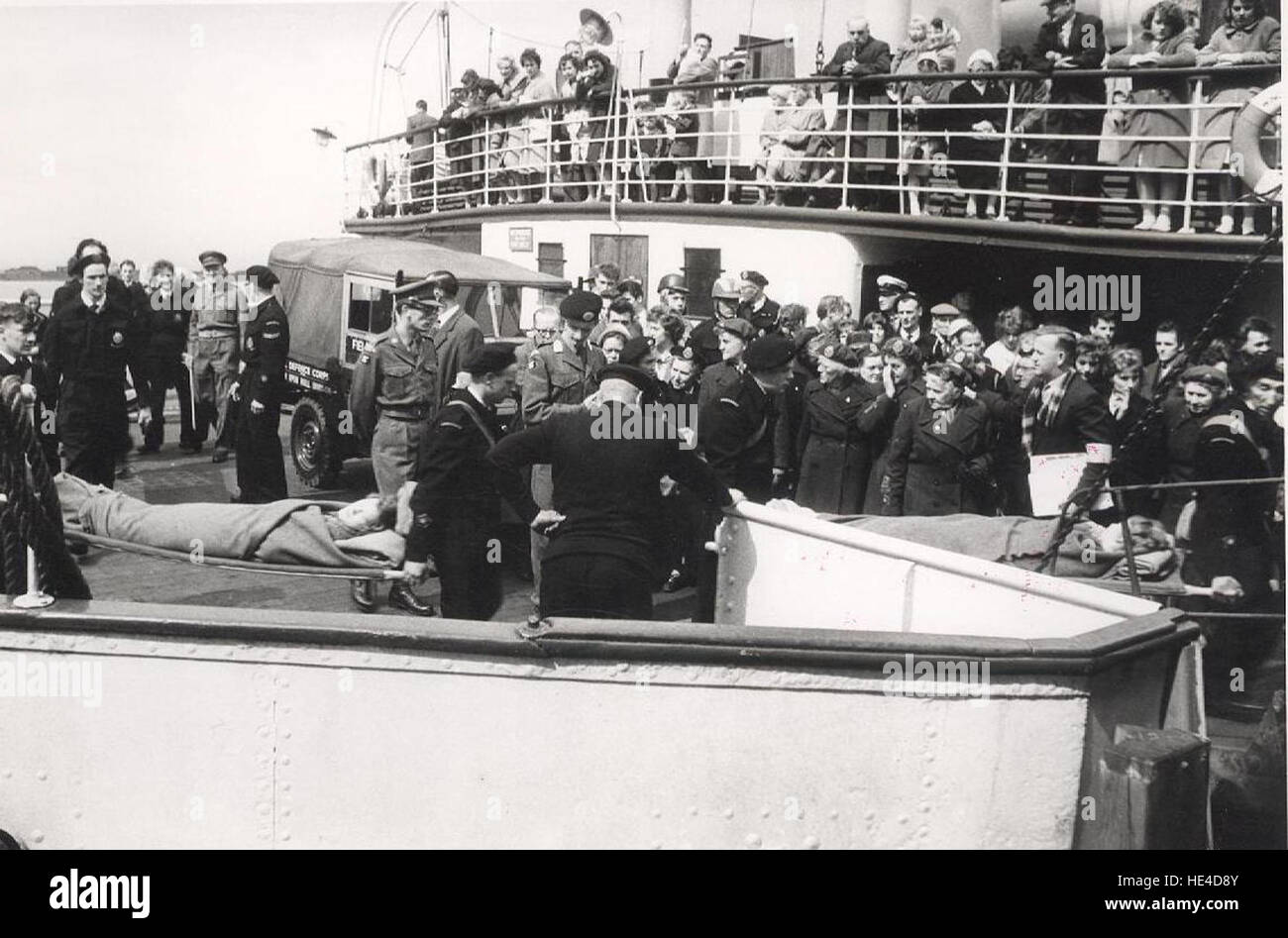 A 'casualty' being loaded onto the Humber ferry 28 May Stock Photo - Alamy