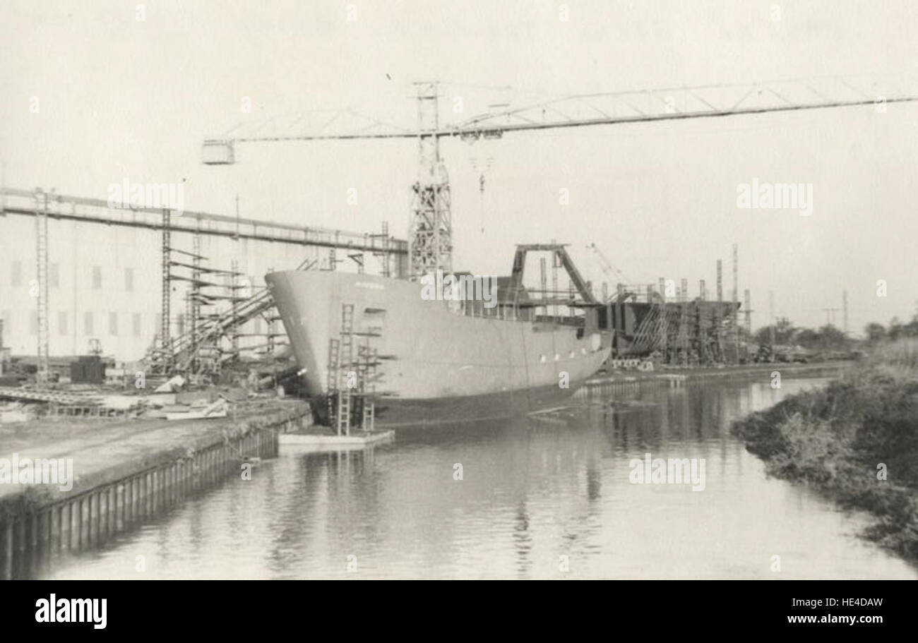 The 'Navena' stern trawler under construction at the Grovehill Shipyard ...