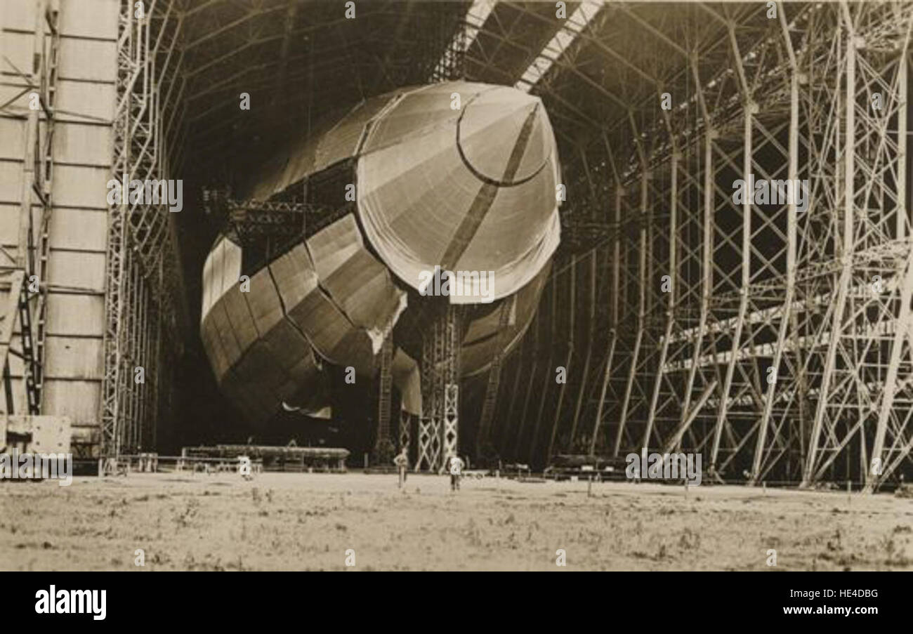 A photograph of the R100 Airship in its hangar at Howden Aerodrome in ...
