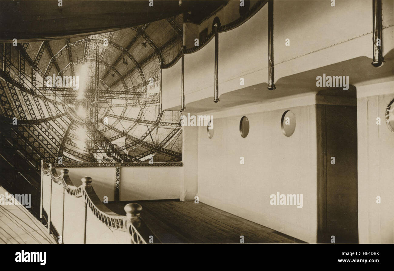 Interior view of the R100 Airship at Howden Aerodrome, 1933, showcasing ...