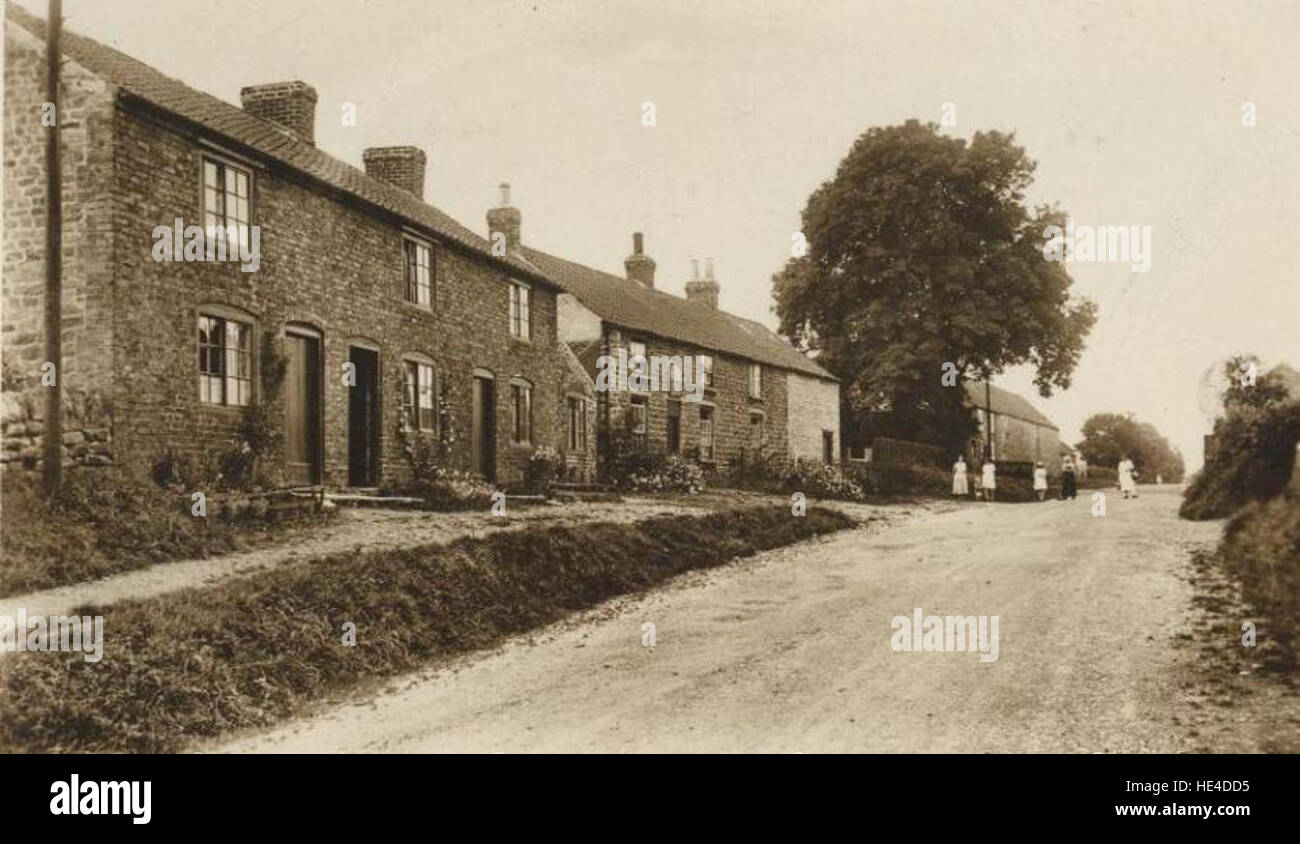 Burythorpe, a quiet village in Yorkshire, England, in 1920, showing ...