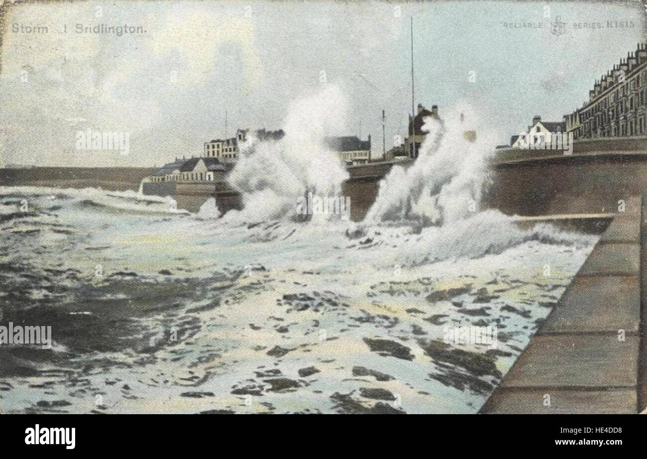 Storm at Bridlington, 1905, UK Stock Photo - Alamy