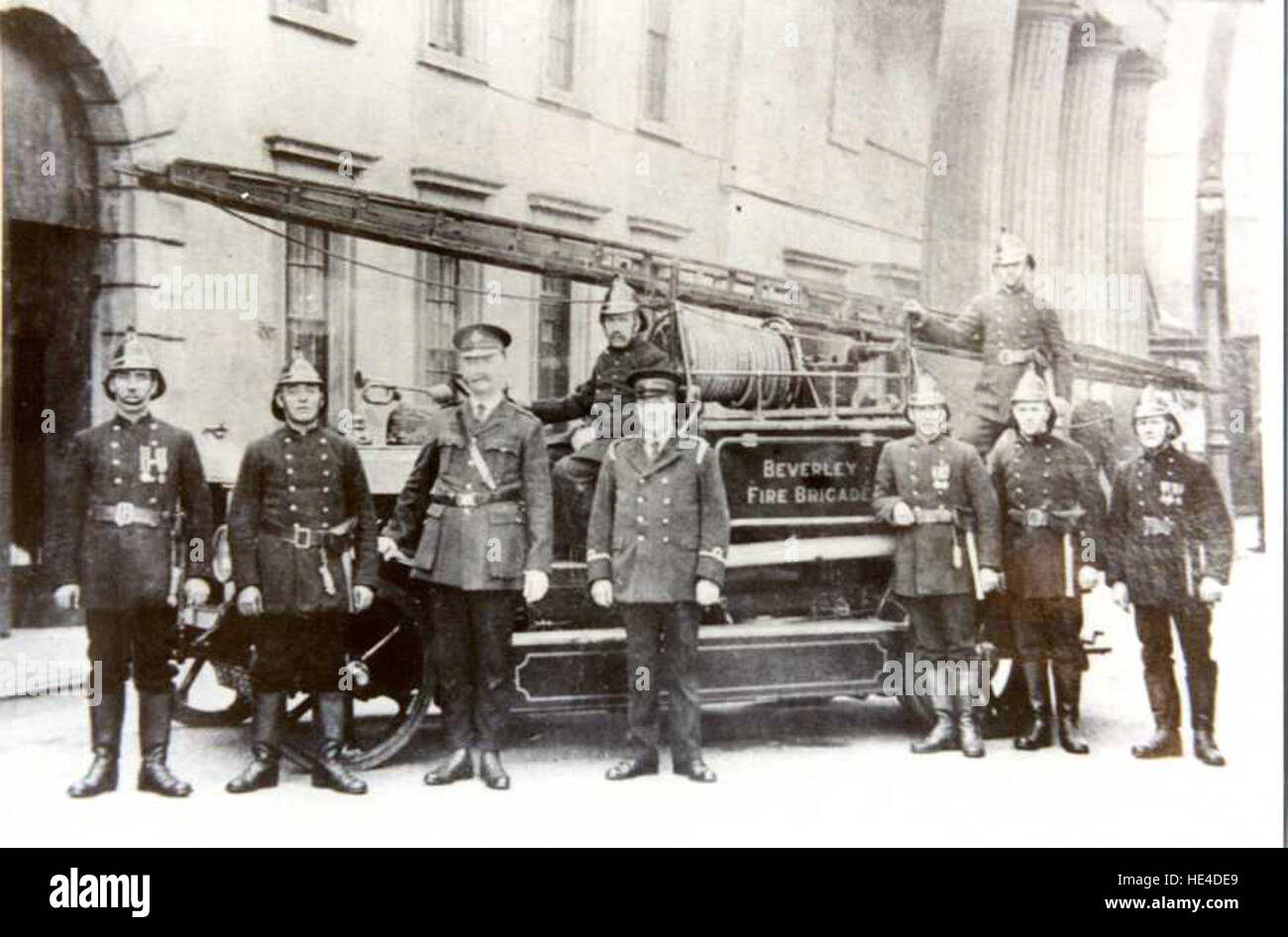 A historic image of the Beverley Borough Fire Brigade in 1911 ...