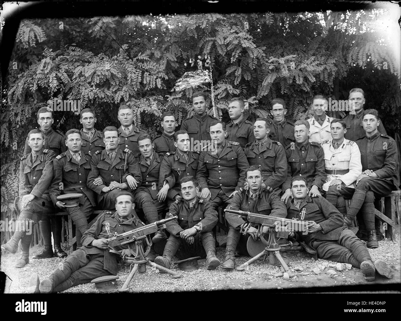 Romanian soldiers from 1939, shown with two M1895 Colt-Browning machine ...