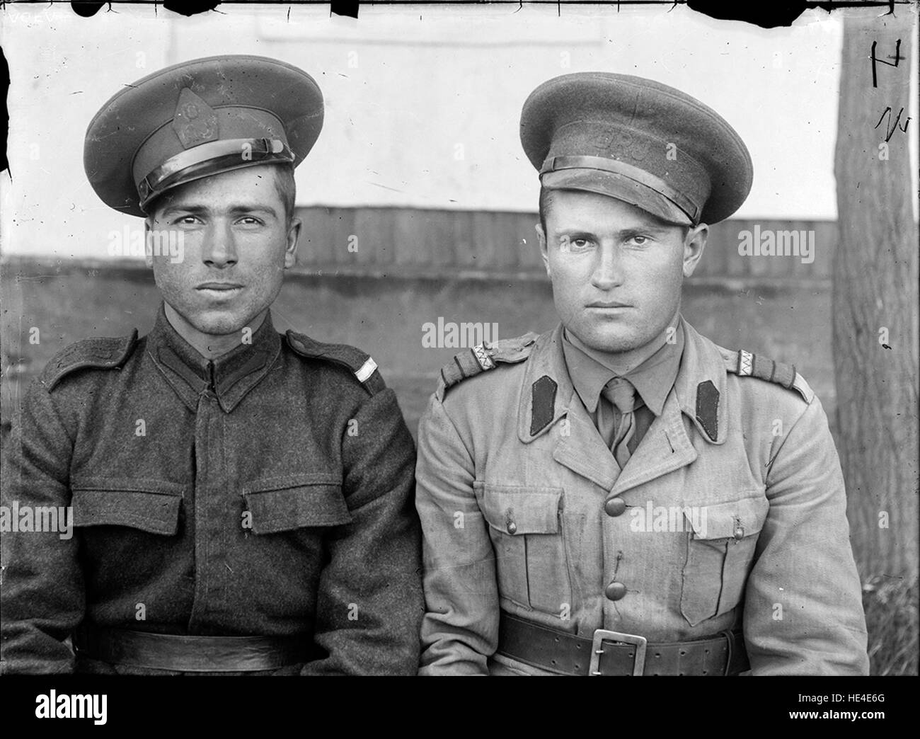 A historical photograph of two Romanian soldiers captured by Costica ...