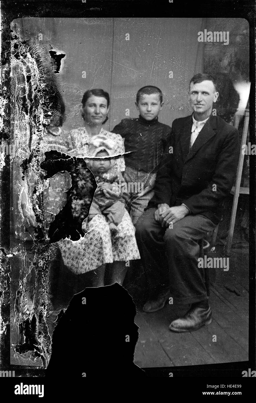 A family portrait captured on a film sheet from the Costică Acsinte ...
