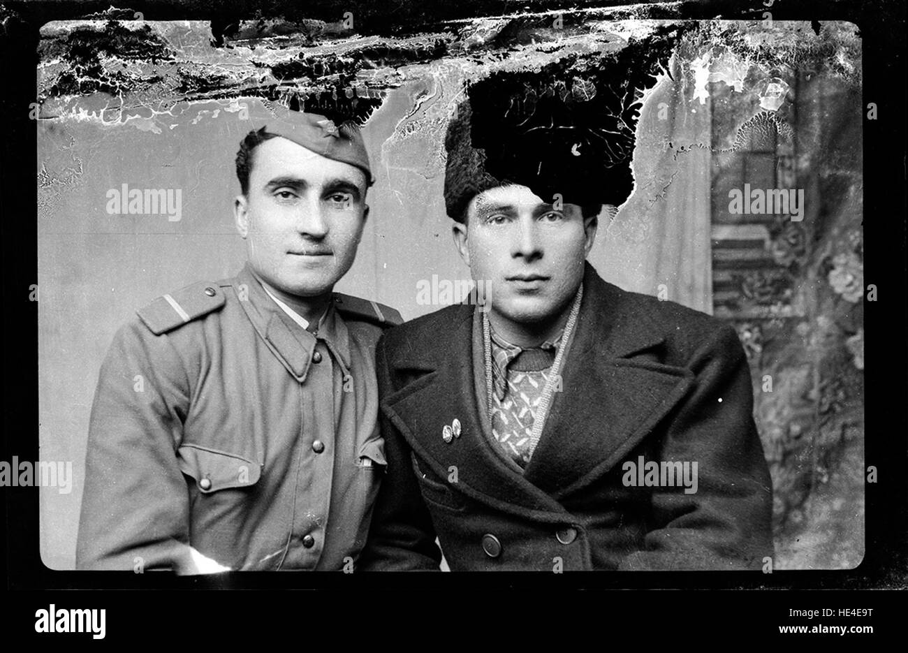 Two young people, historic, history, bygone image, old, ancient past ...