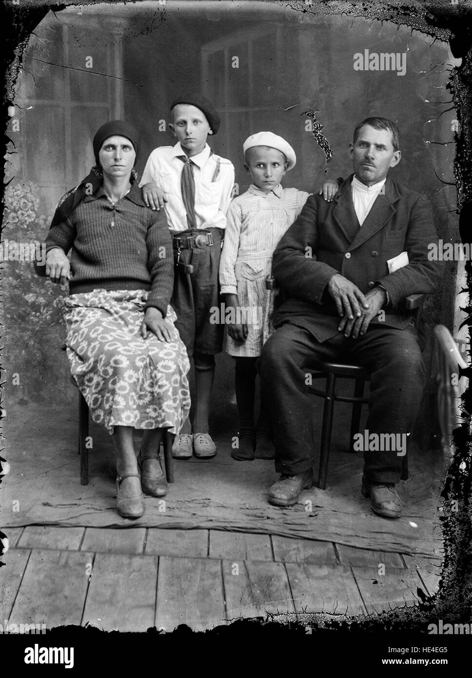Romanian family with two children, Costica Acsinte Archive, Ialomita ...