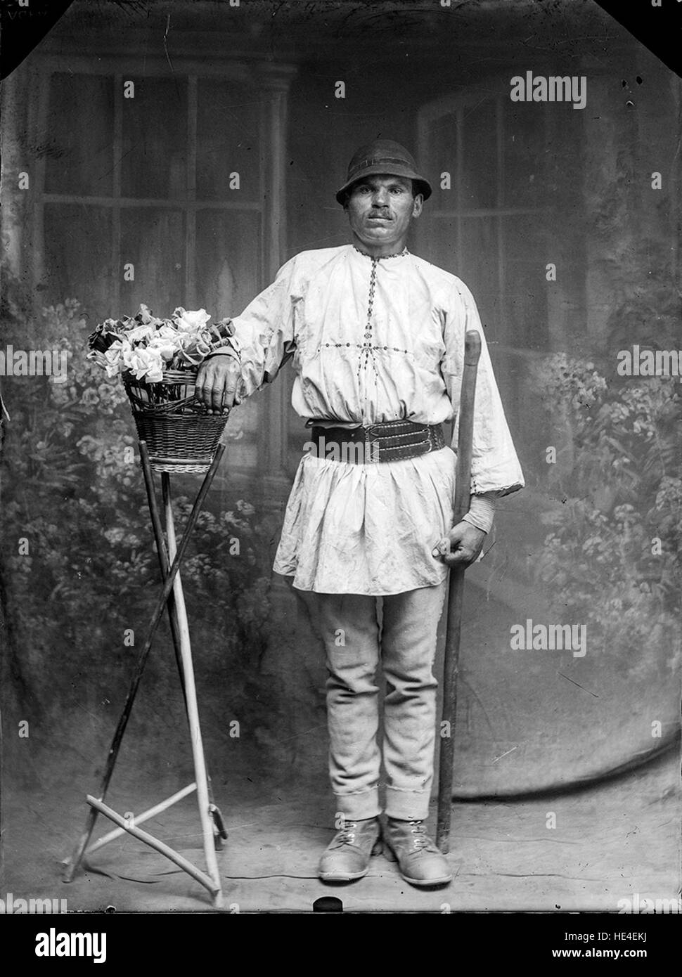 Shepherd with his herd, captured in a historical photograph ...